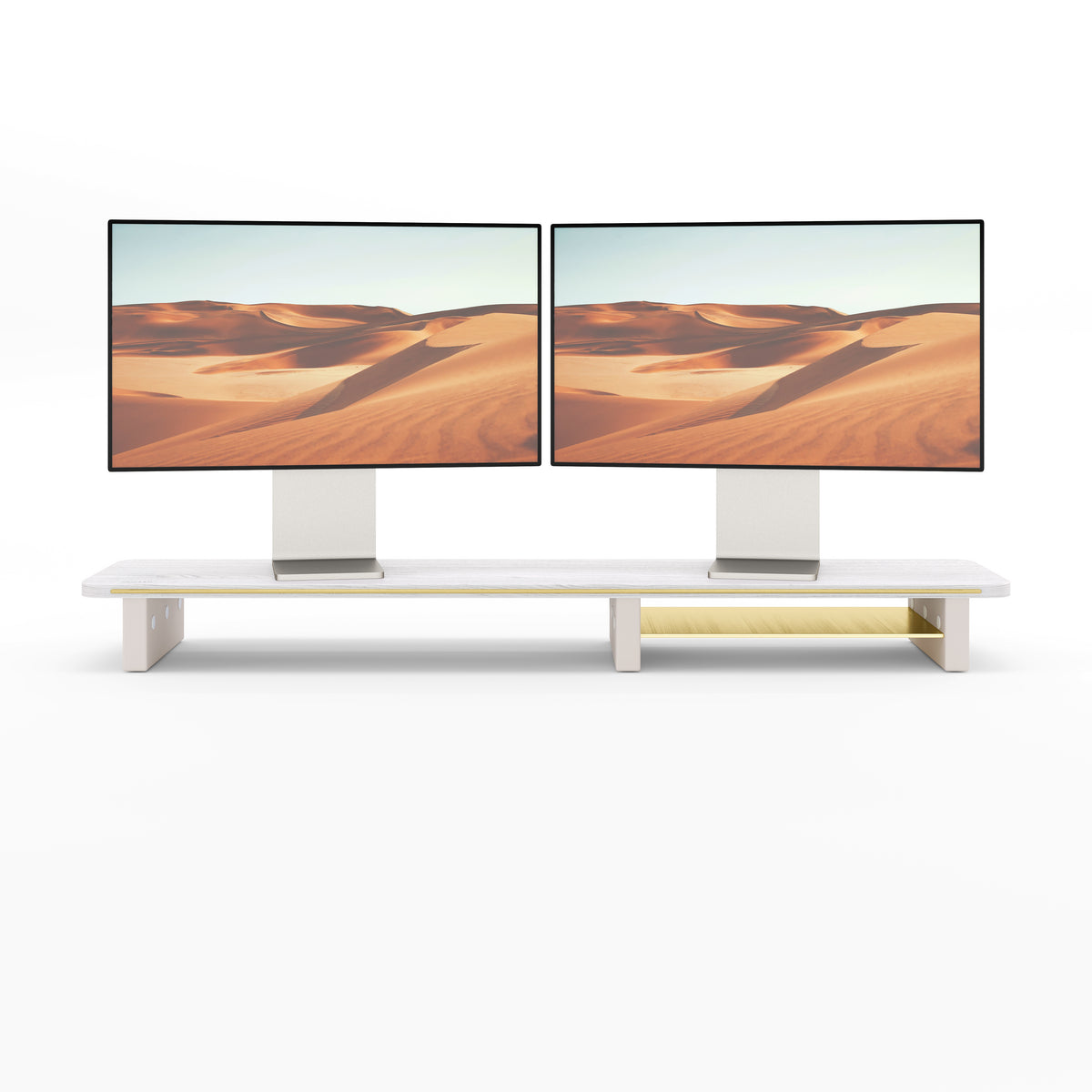 White Ash Monitor Shelf in Trim Colour Brass | Esfera Designs