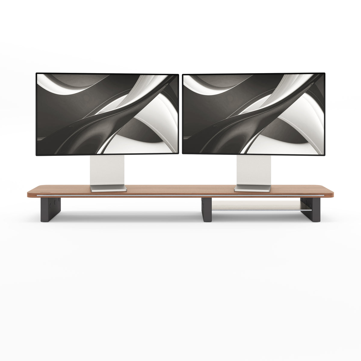 Walnut Monitor Shelf in Trim Colour Silver | Esfera Designs